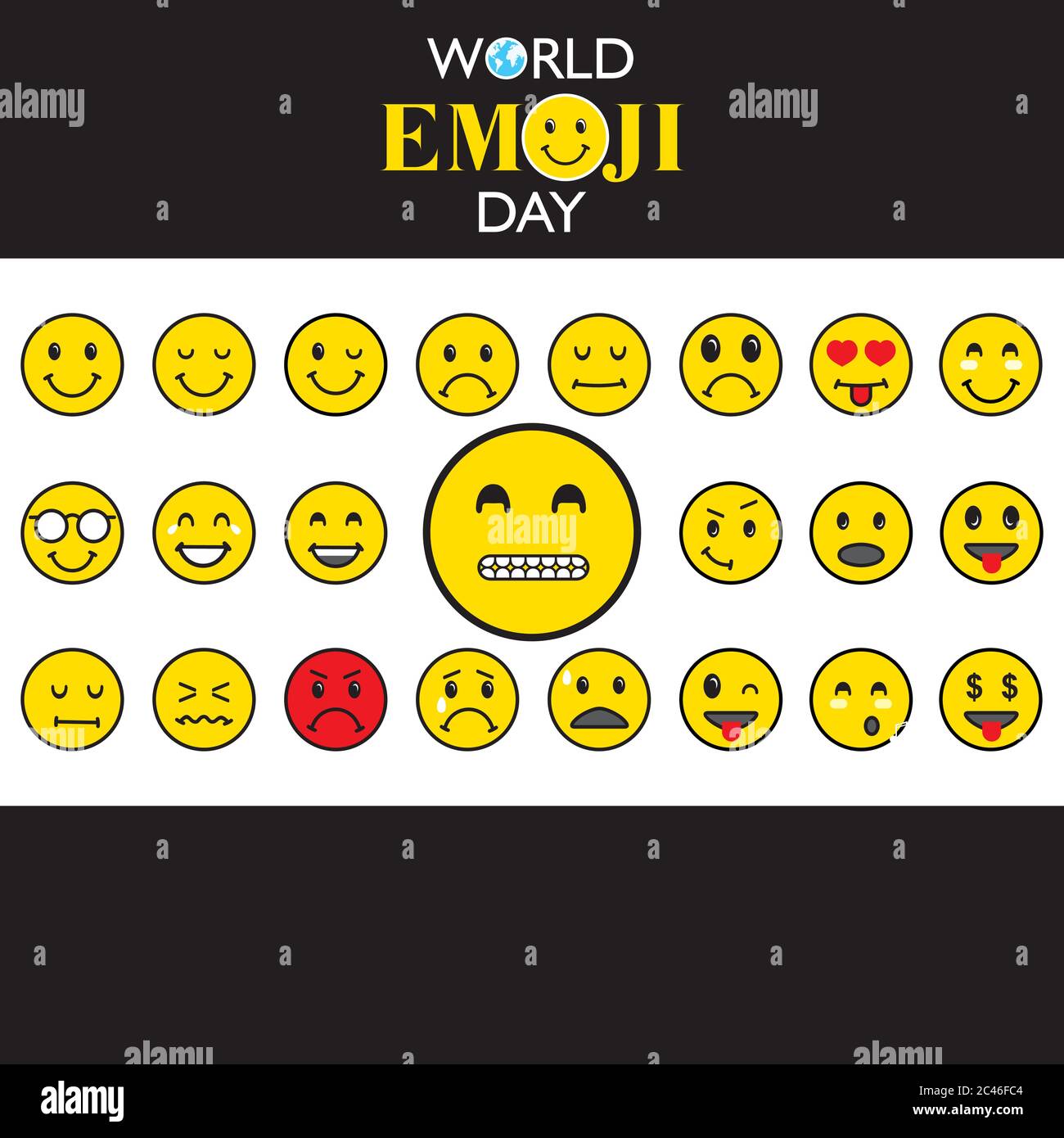 vektor-Illustration der Welt Emoji Tag Poster oder Grußkarte Design ...