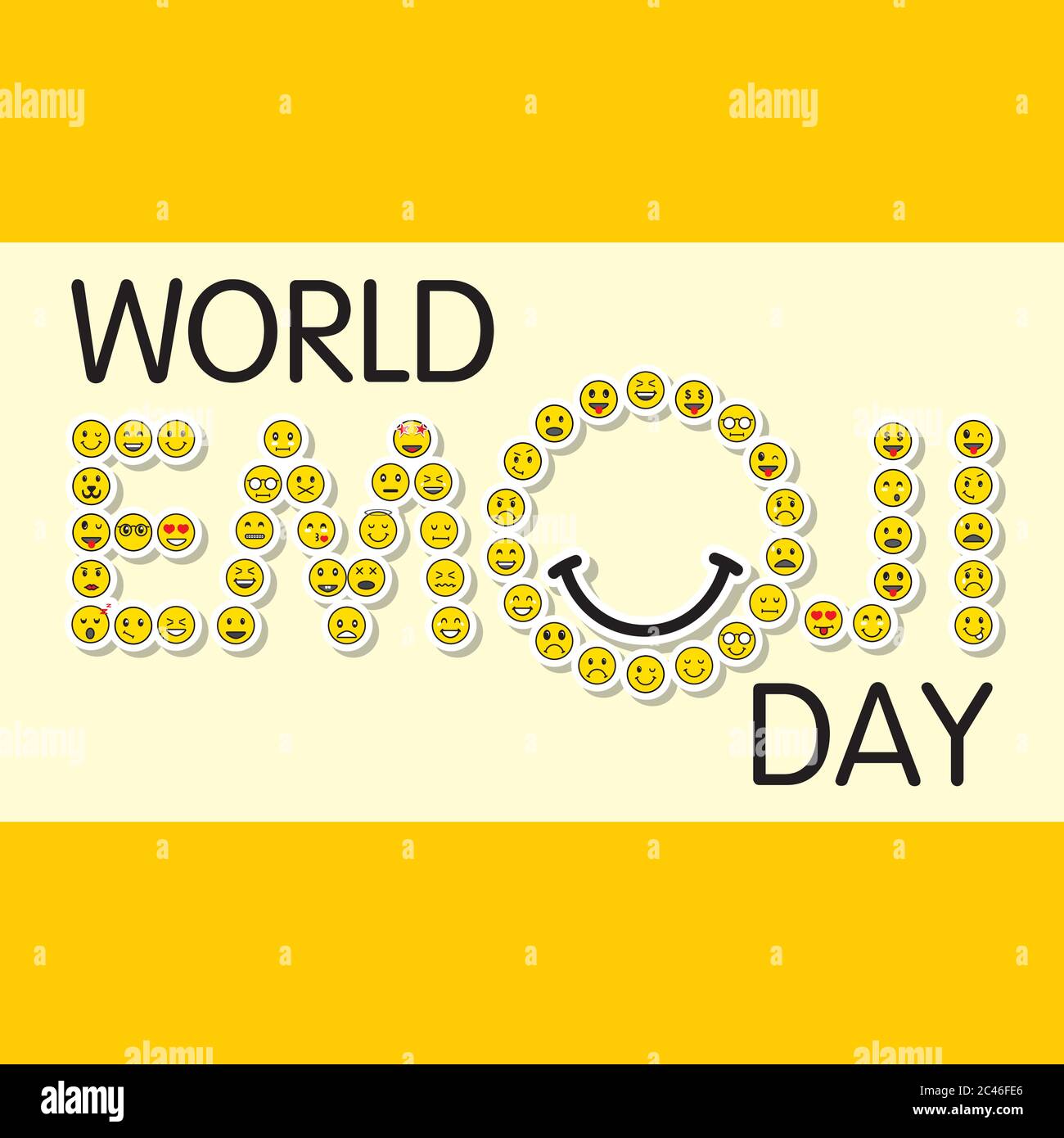 vektor-Illustration der Welt Emoji Tag Poster oder Grußkarte Design ...