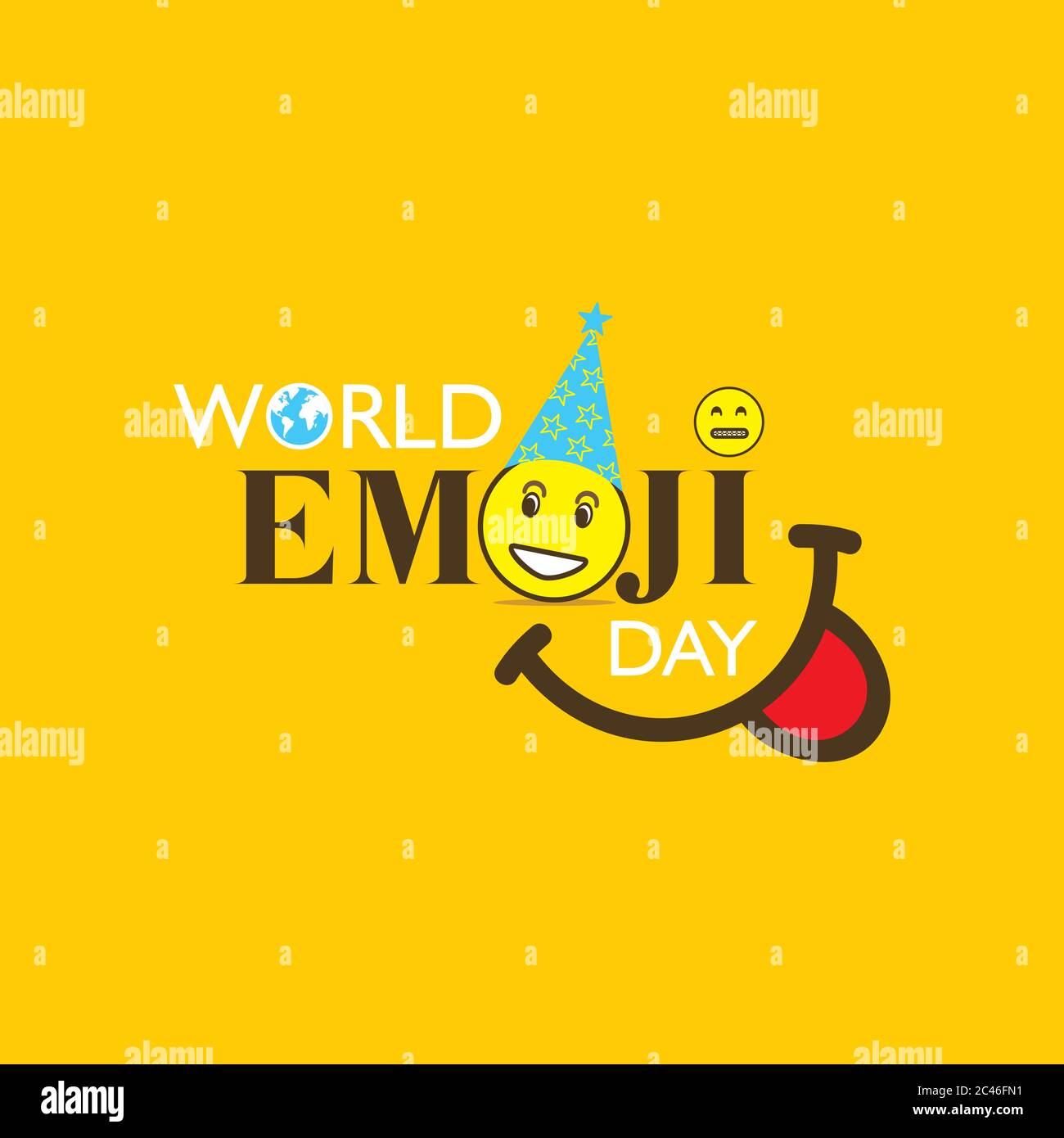 vektor-Illustration der Welt Emoji Tag Poster oder Grußkarte Design ...