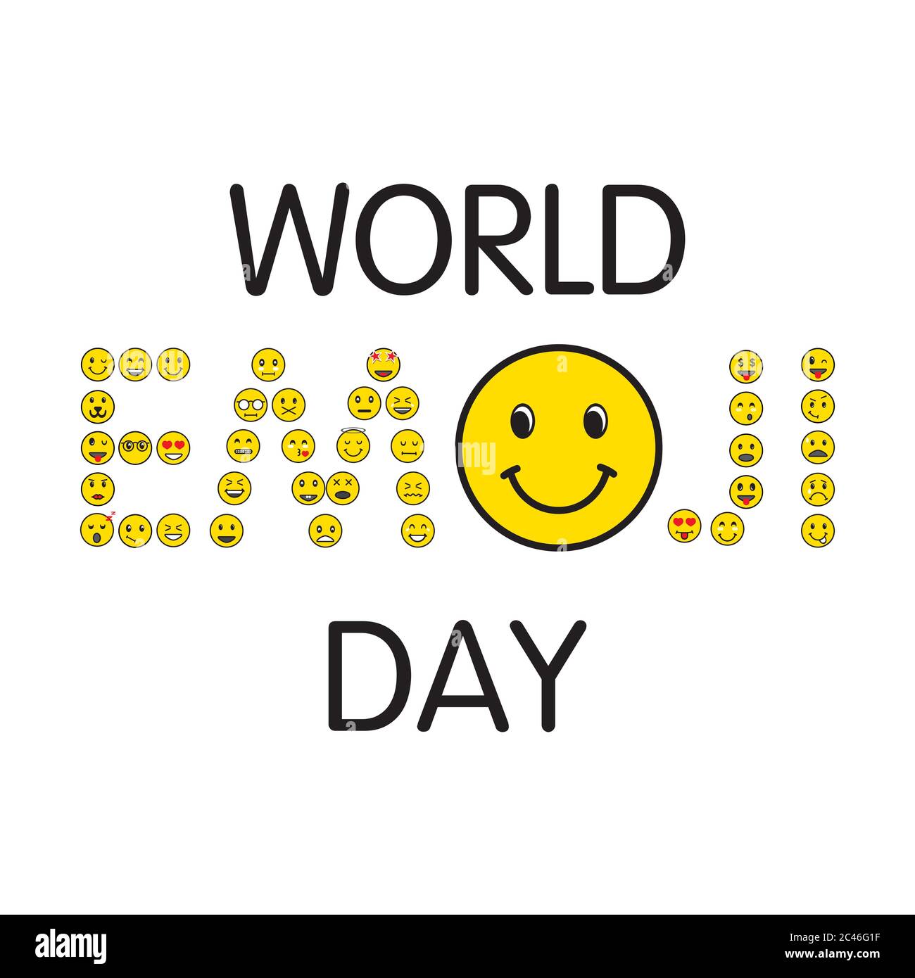 vektor-Illustration der Welt Emoji Tag Poster oder Grußkarte Design ...