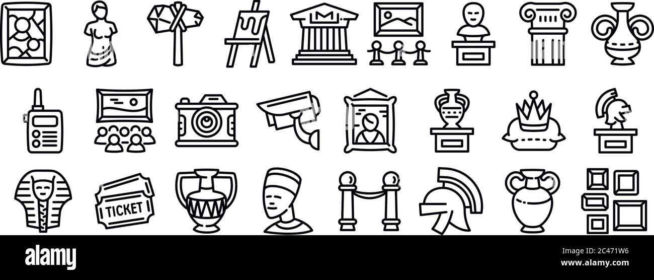 Symbole für Museen. Umriss Satz von Museum Vektor-Icons für Web-Design ...