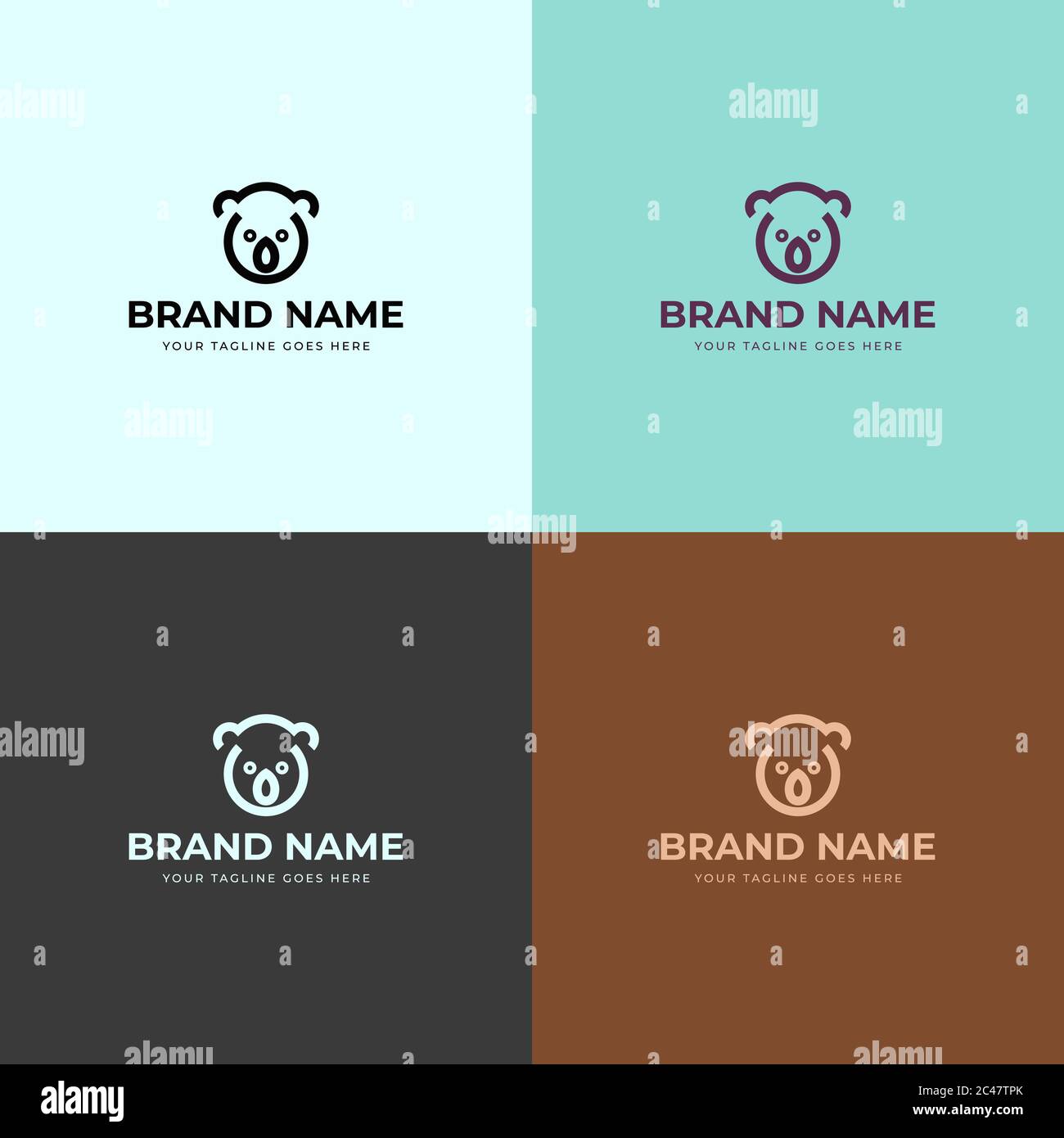 Minimal Linie Kunst Stil einfach kreativ einzigartig Koala Tier Logo ...