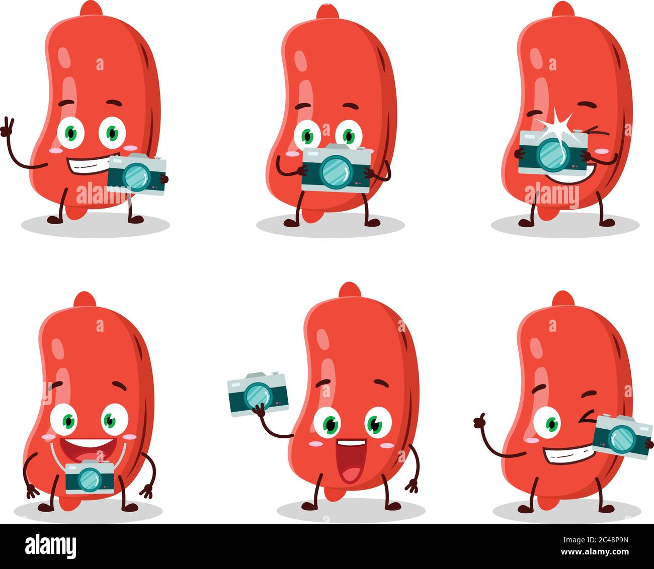 Fotograf Beruf Emoticon mit Wurst Cartoon-Charakter Stock-Vektorgrafik ...