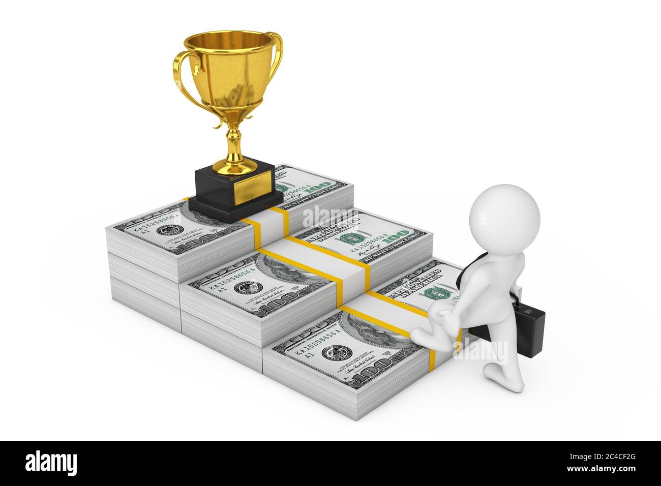 Weg zum Erfolg Konzept. Geschäftsmann steigt die Treppe vom Dollar Geld ...