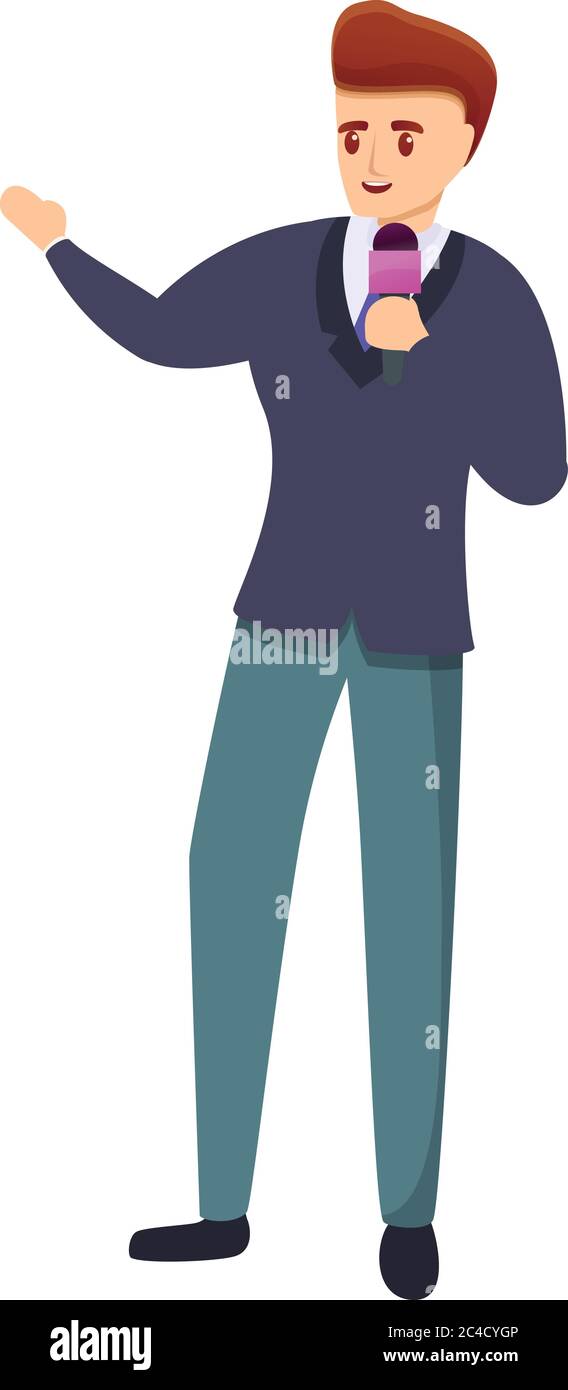 Symbol für junge fernsehmoderatoren. Cartoon von jungen tv-Moderator ...