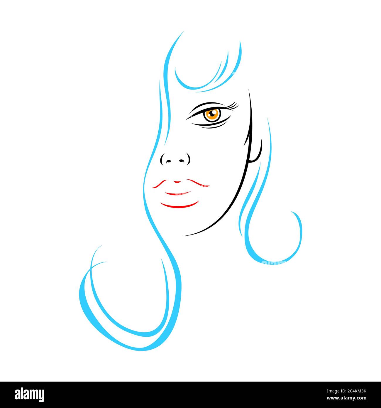 Halb Frau Gesicht mit schönen Haarschnitt. Aufrechenbare Form vom ...