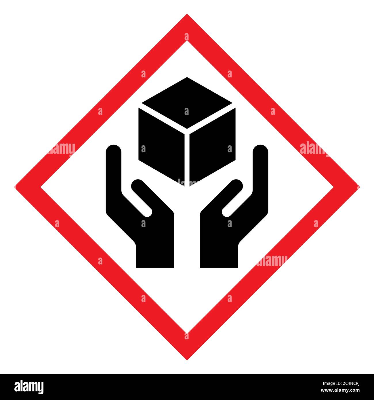 Vorsichtig behandeln, flaches Symbol mit roter Raute isoliert auf ...