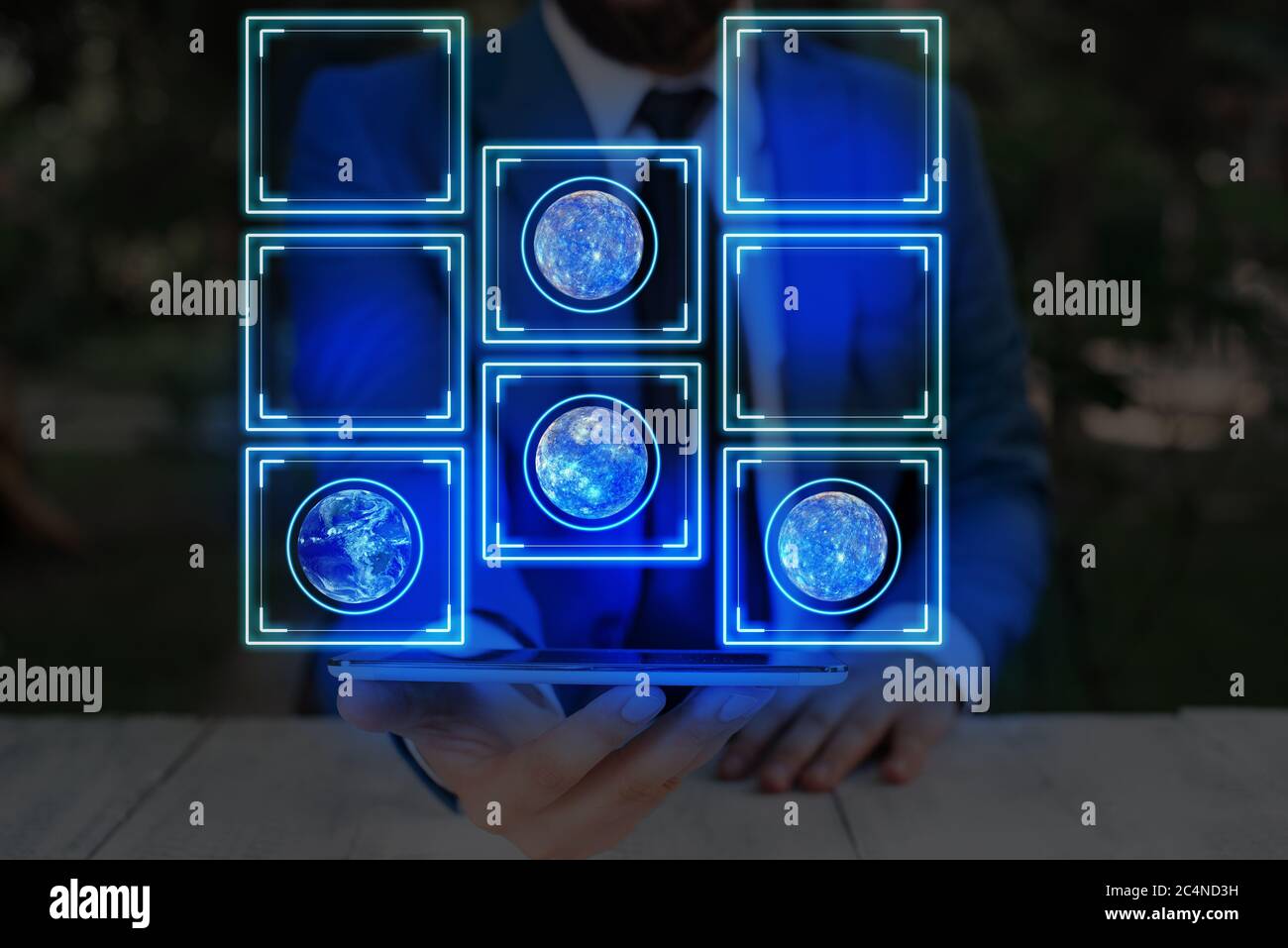 Digitales Bild des fernen Sonnensystems, das globale ...