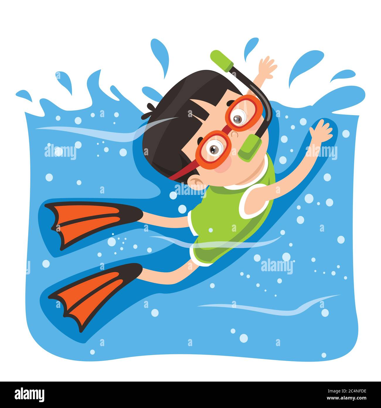 Cartoon boy diving in sea Stock-Vektorgrafiken kaufen - Alamy