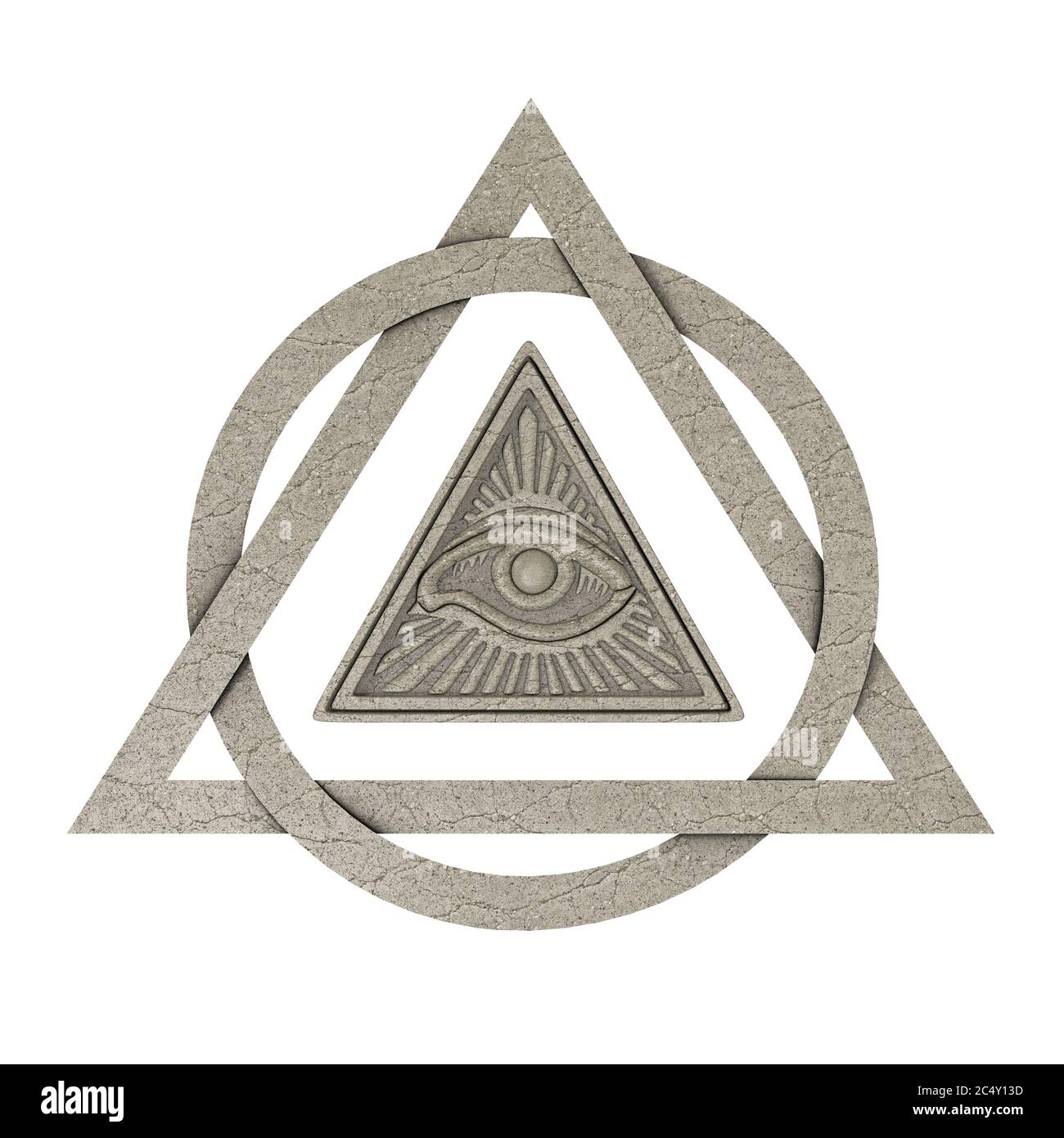 Freimaurer Symbol Konzept. Alle sehen Auge in Pyramid Dreieck als Stein ...