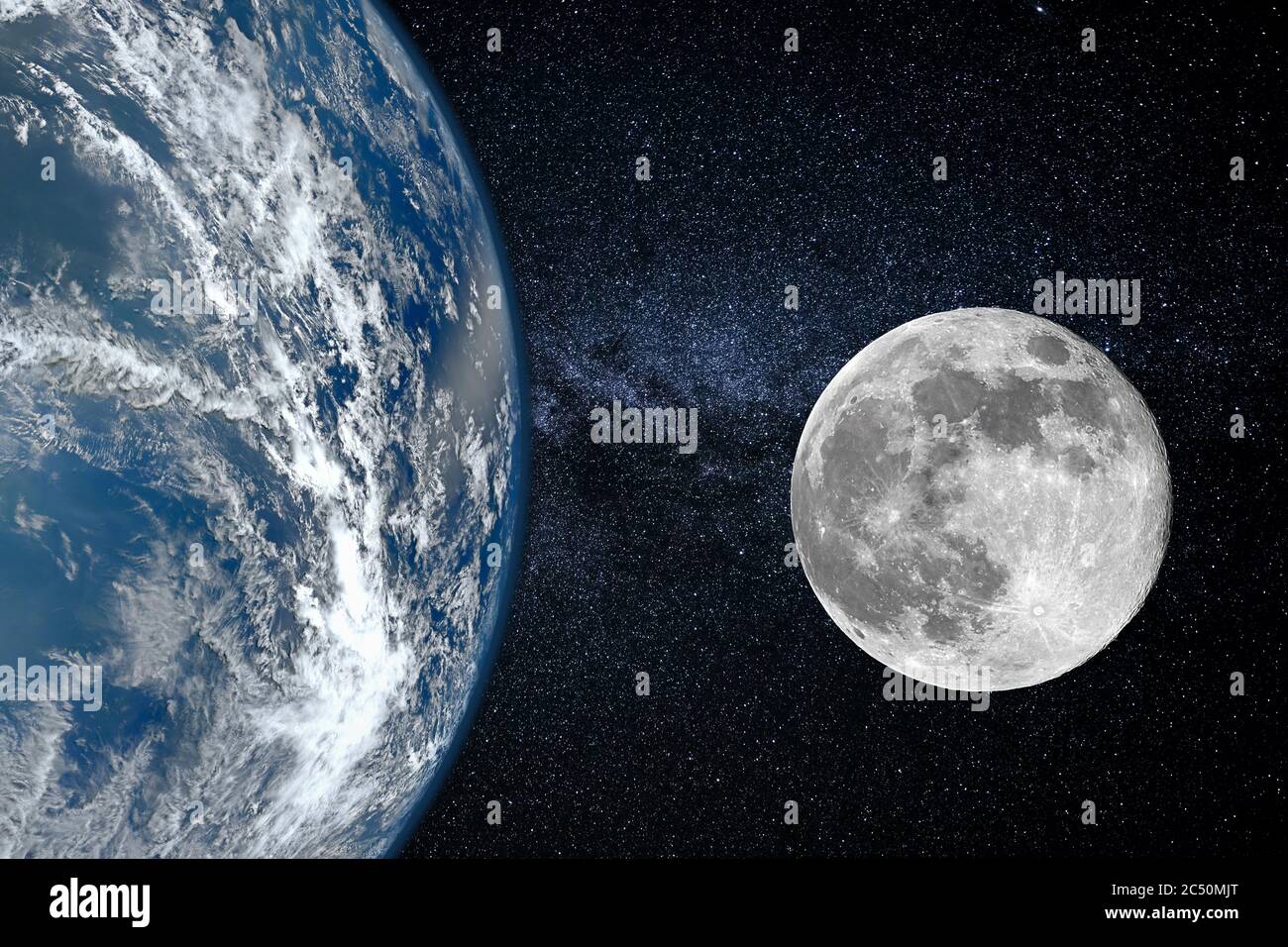 Erde und Mond - Größe der Planeten, Blick aus dem All (Elemente dieses ...