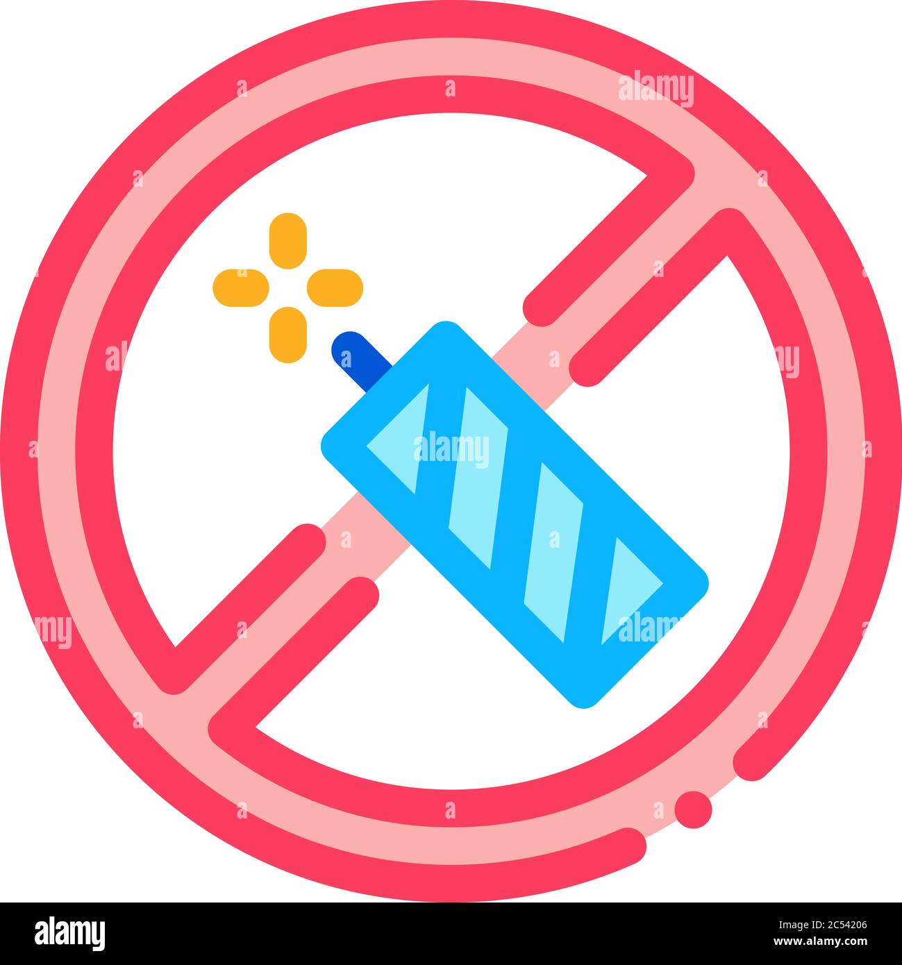 Feuerwerk durchgestrichen Zeichen Symbol Vektor Umriss Illustration ...