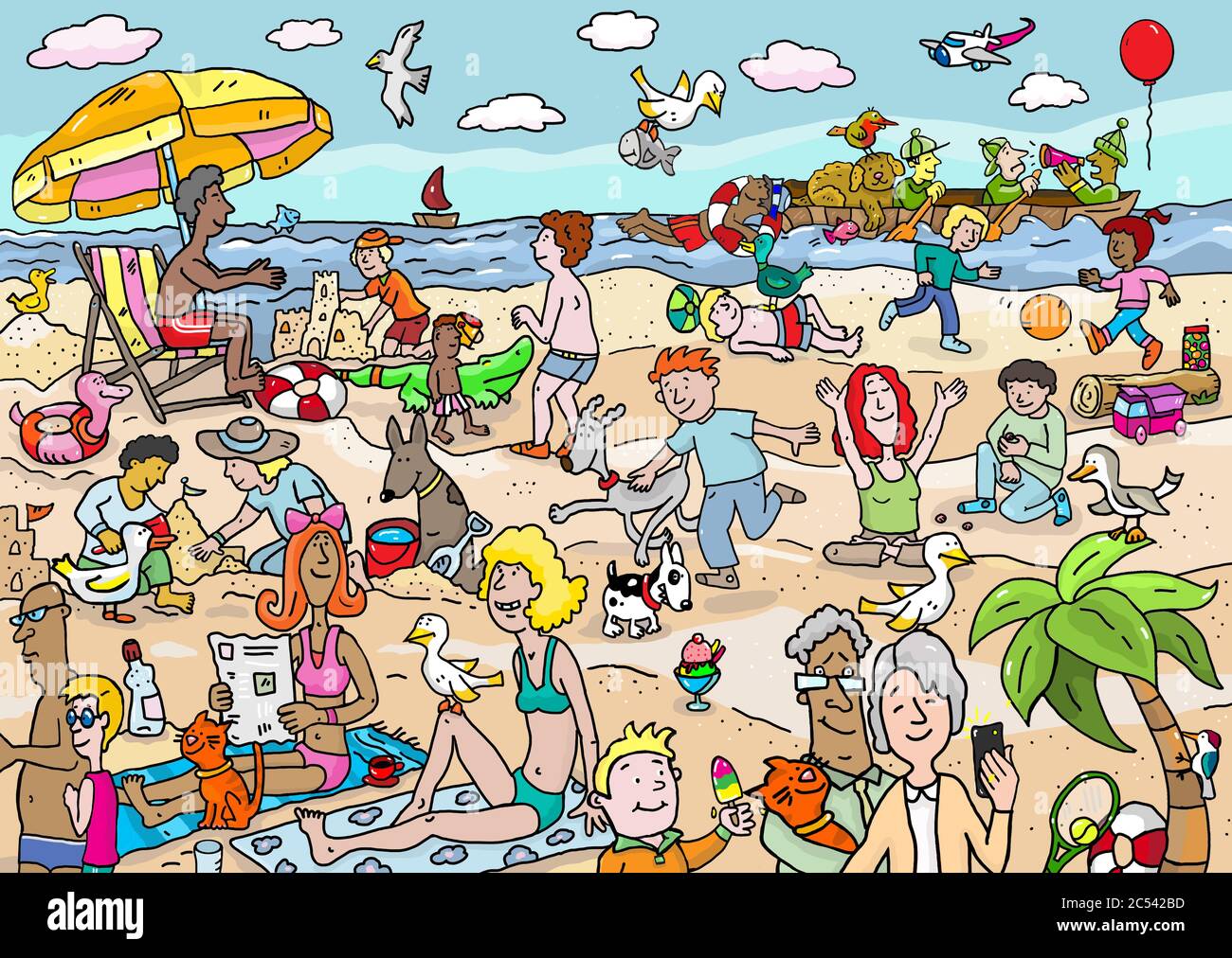 Wimmelbild strand illustration -Fotos und -Bildmaterial in hoher ...