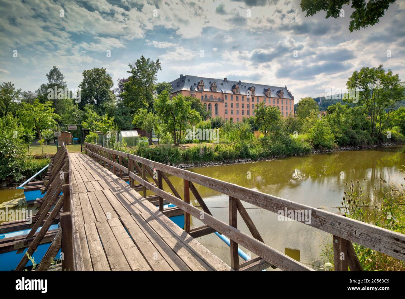 Welfenschloss, Werra, Fluss, Blument Werder, Pontonbrücke, Hann. Münden ...