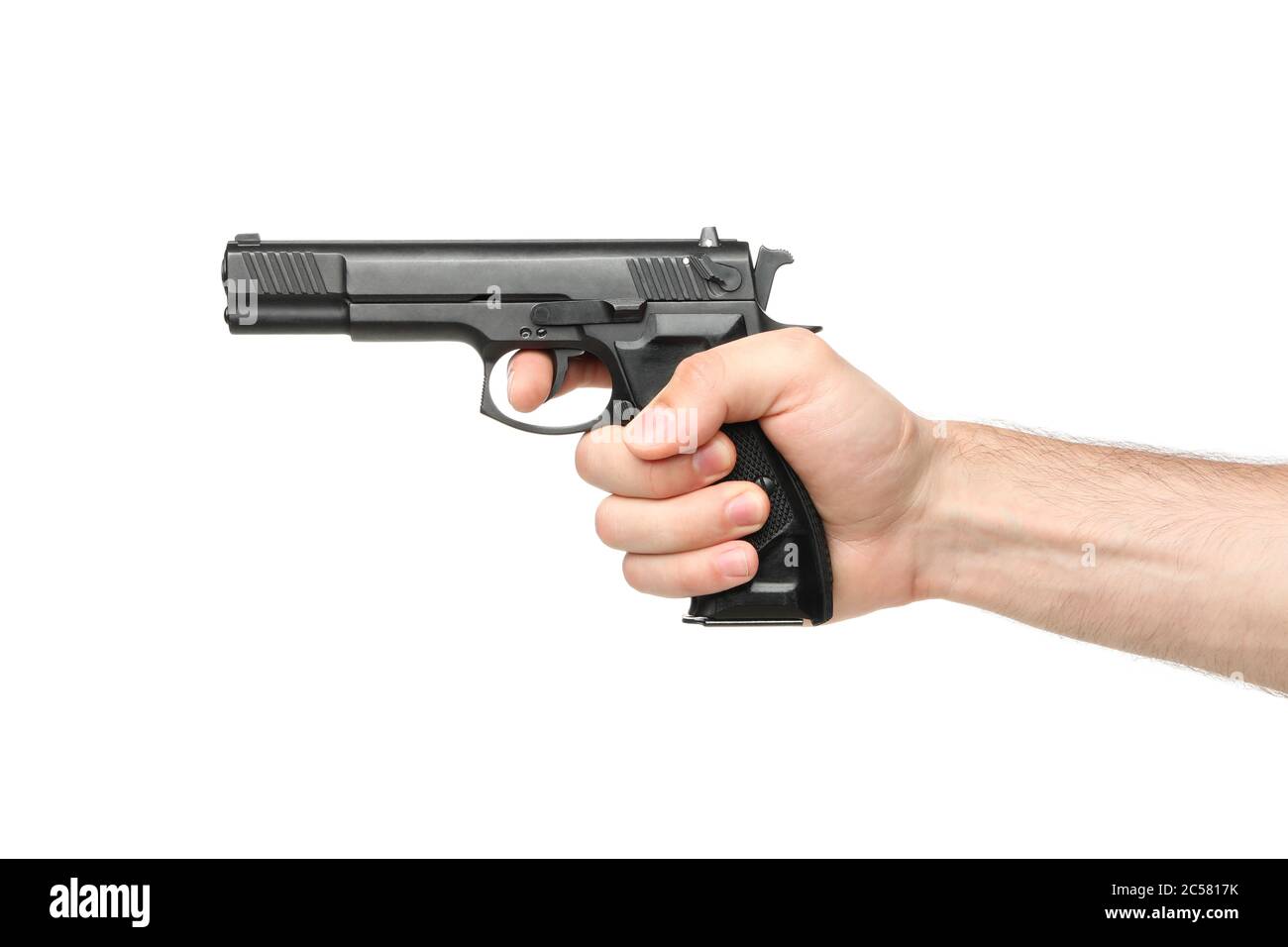 Shadow hand holding gun pistol -Fotos und -Bildmaterial in hoher ...