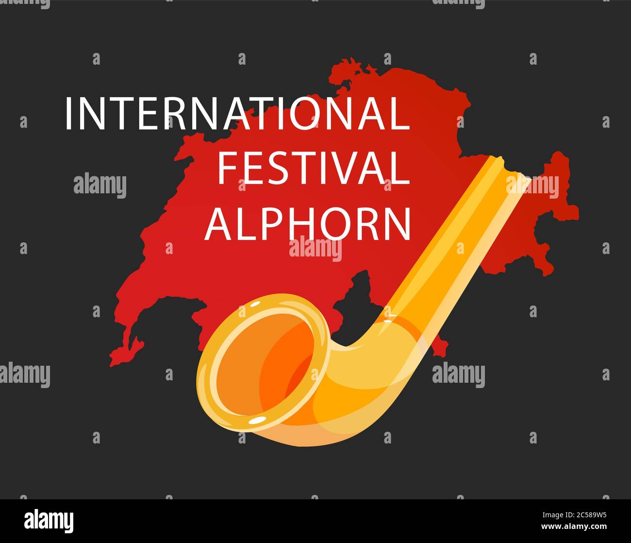 Alphorn International Music Festival in der Schweiz - Vektor-Banner mit ...