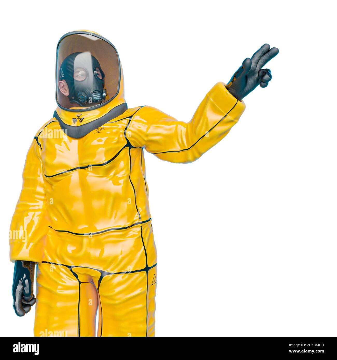 Der Mensch in einem Biohazard-Anzug sagt, Virus sei überall Meme, 3d ...