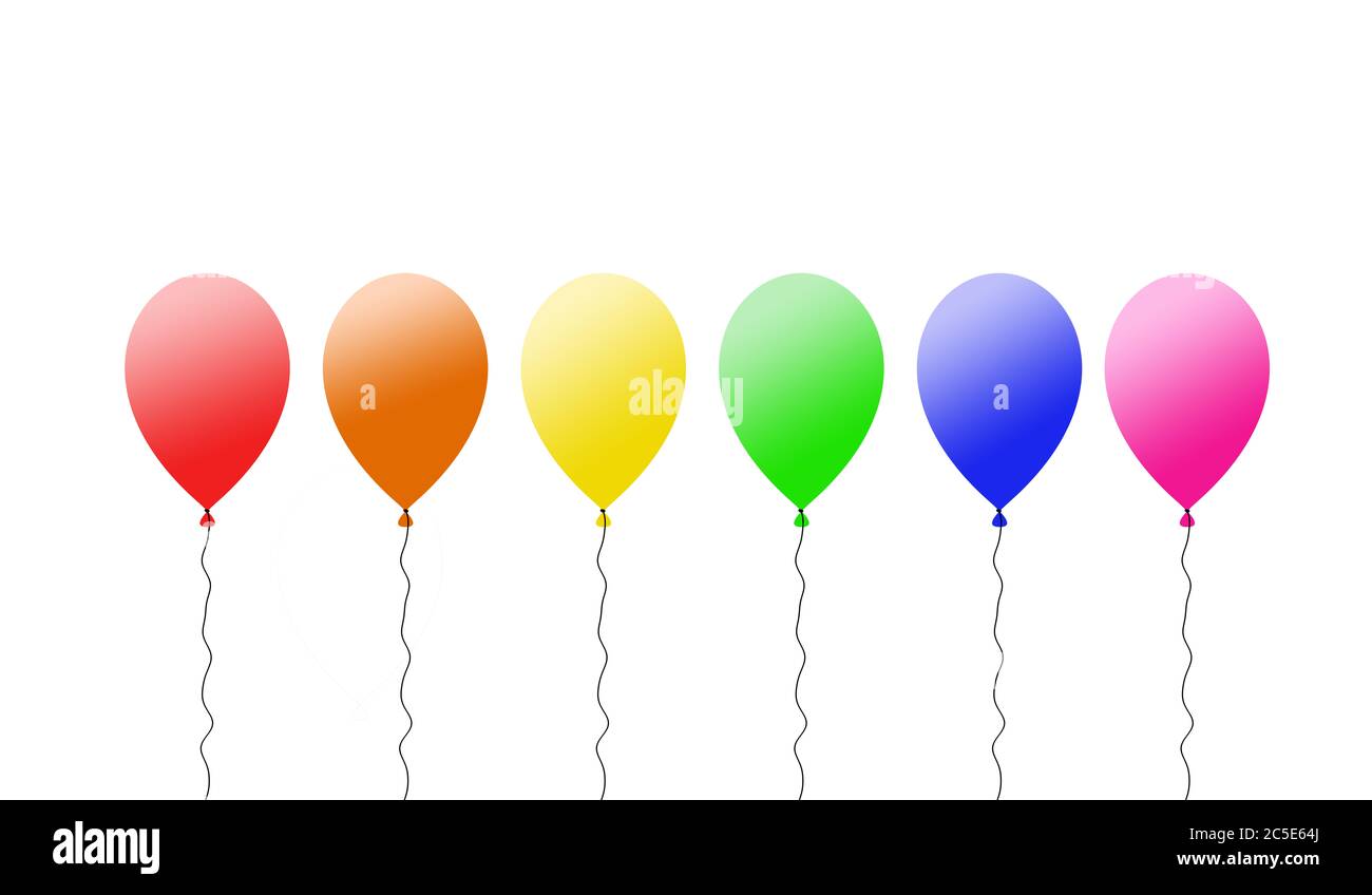 Line balloons party happy birthday Ausgeschnittene Stockfotos und ...