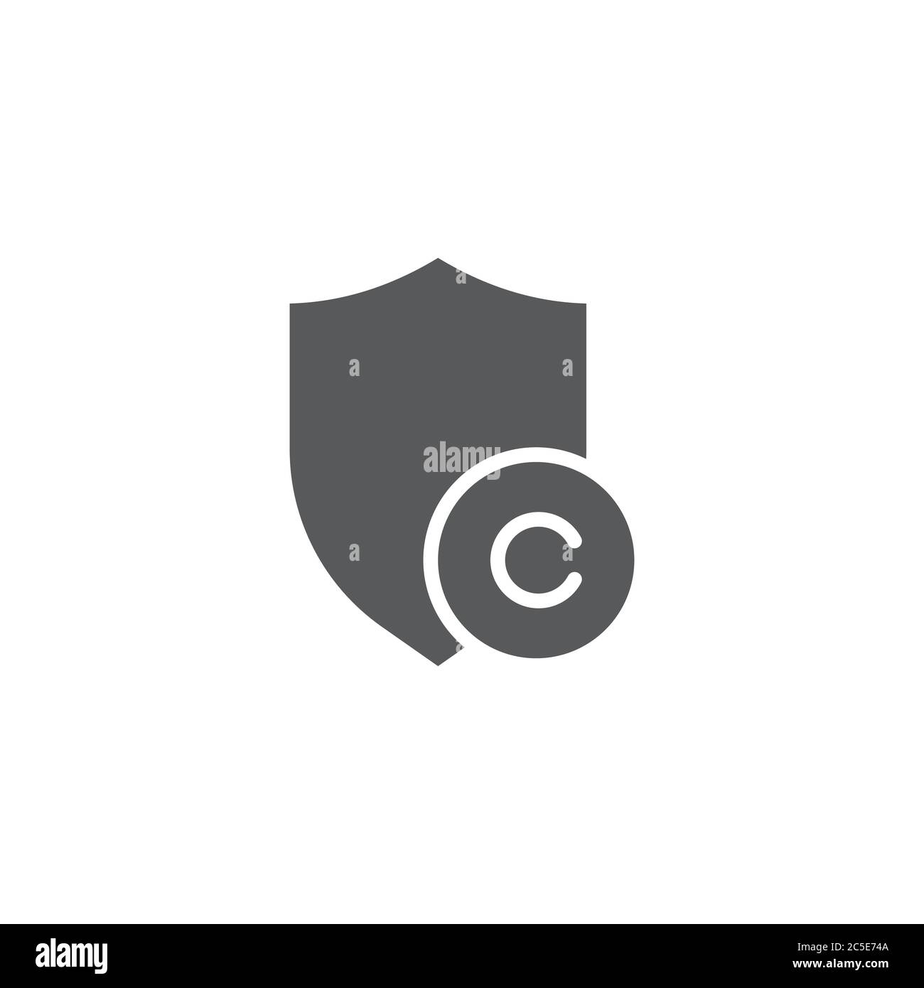 Schild mit Copyright-Zeichen Vektor-Symbol auf weißem Hintergrund ...