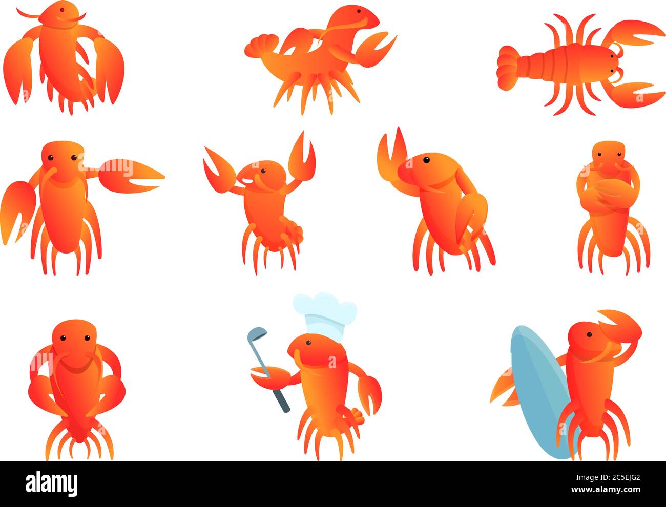 Hummer-Symbole eingestellt. Cartoon-Set von Hummer Vektor-Symbole für ...