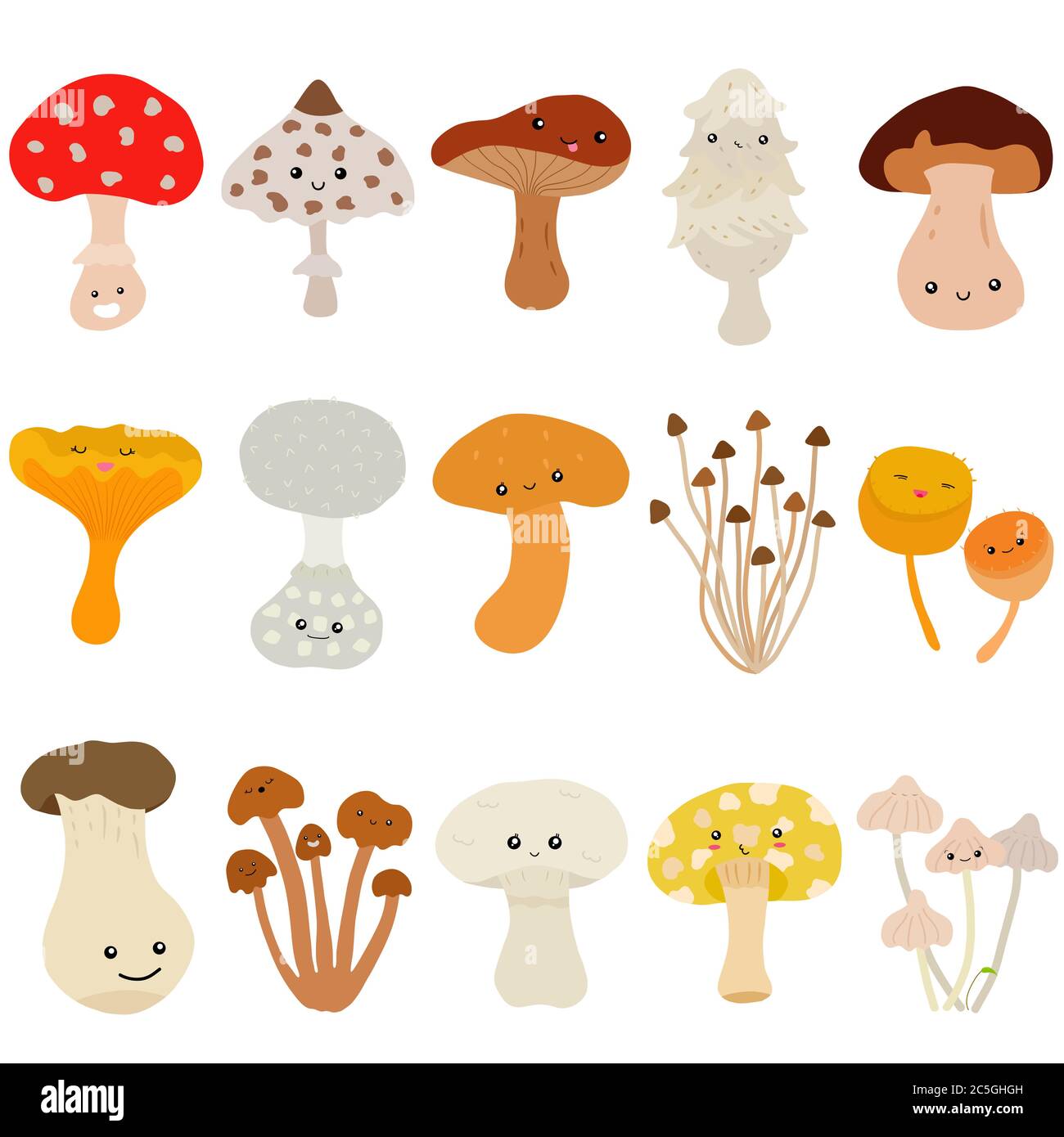 Cartoon Happy Cute Champignon Mushroom Stockfotos und -bilder Kaufen ...