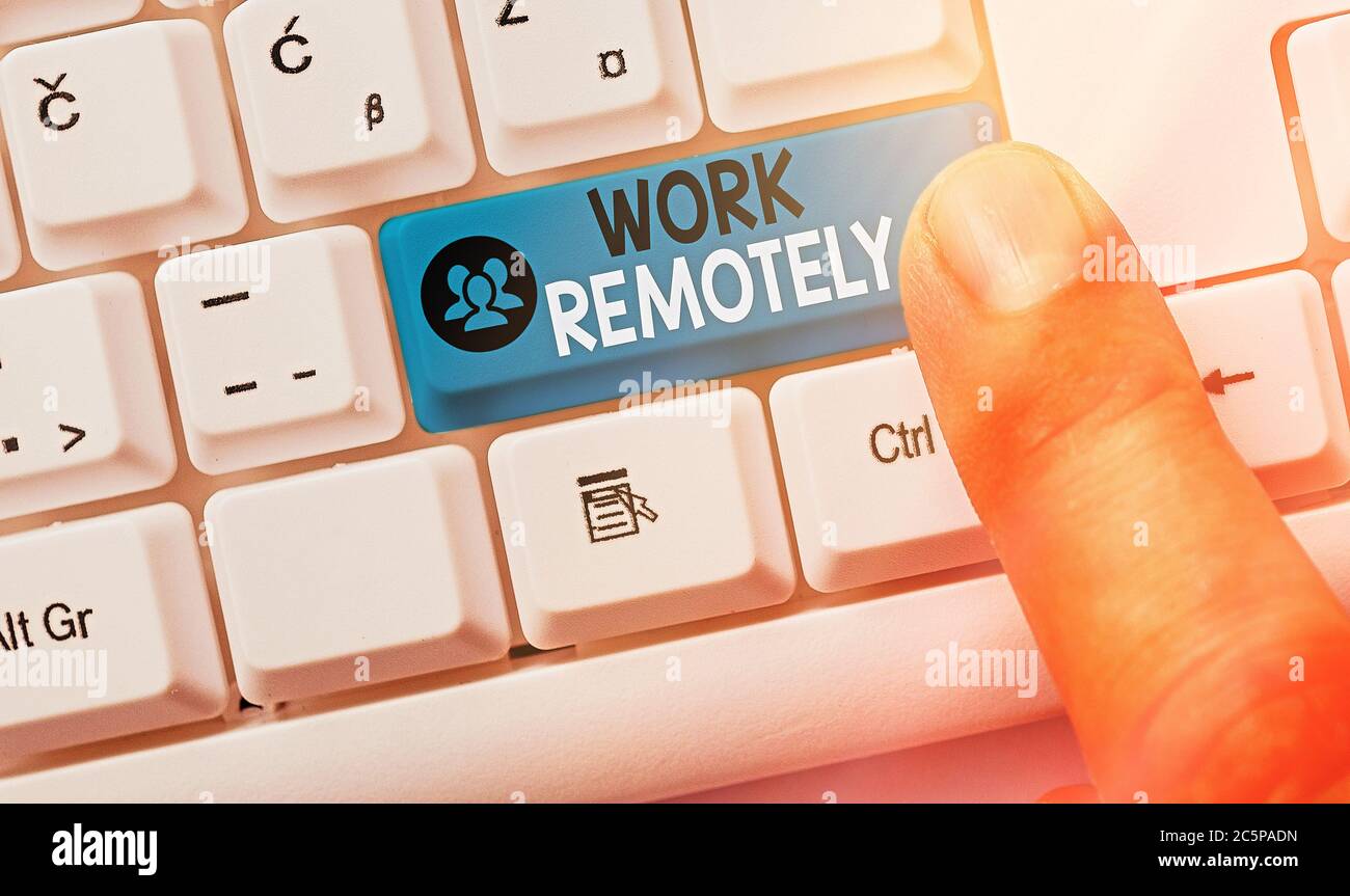 Konzeptionelle Handschrift, die Arbeit aus der Ferne zeigt. Konzept ...