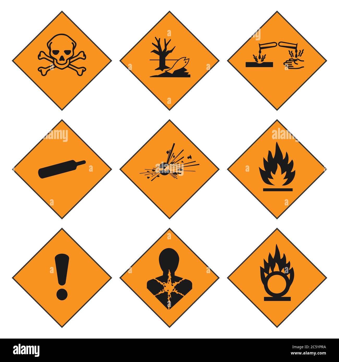 GHS-Piktogramm Warnschild-Set. Isoliert auf weißem Hintergrund ...