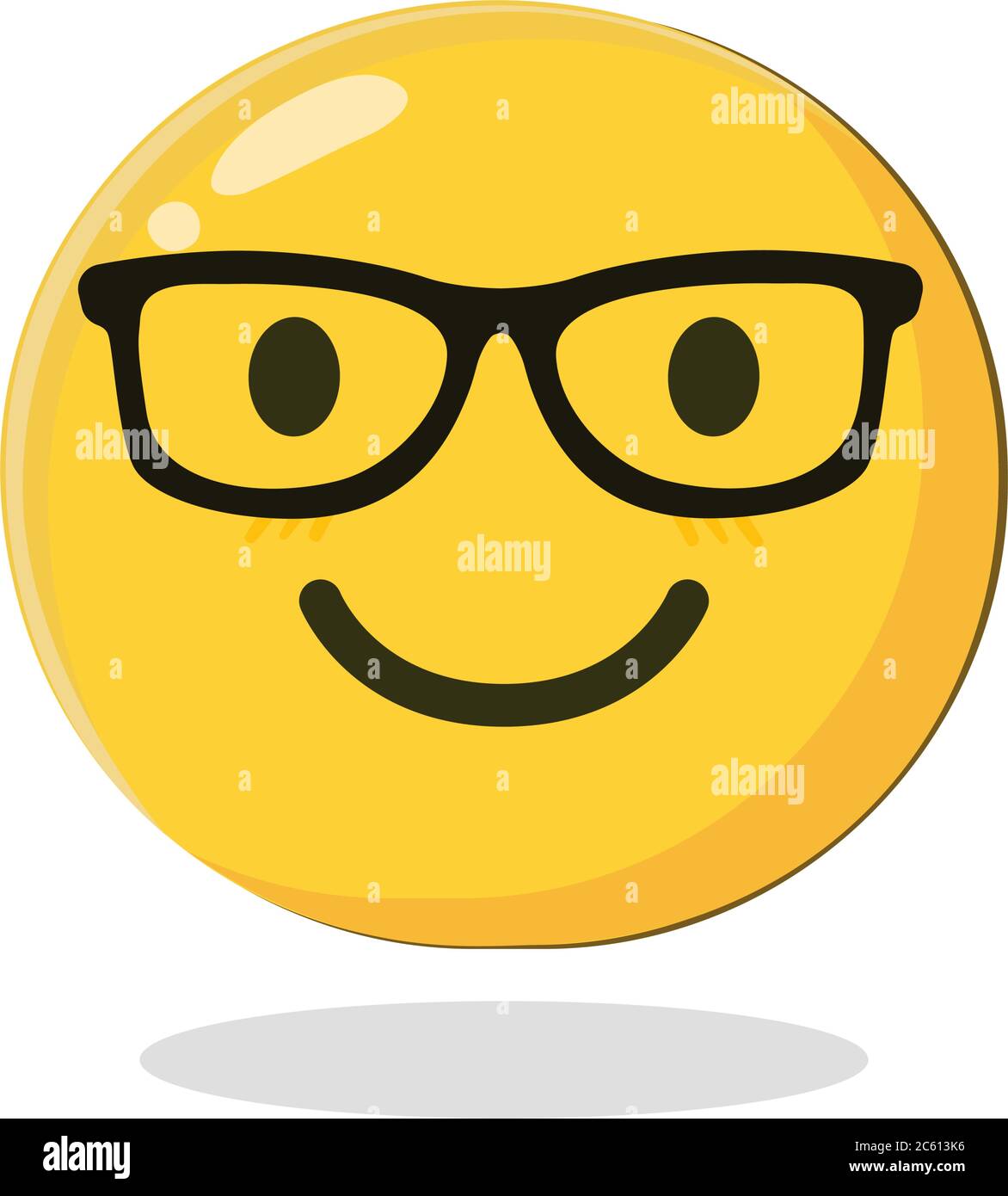Lächelndes Emoticon mit Brille. Cartoon isolierte Vektor-Illustration ...