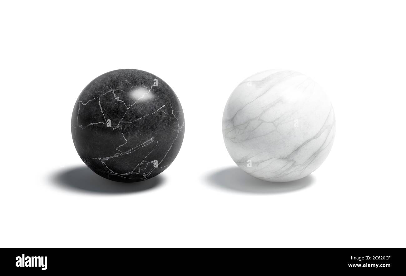 Blank Marmor schwarz und weiß Ball mockup Set Stockfotografie - Alamy