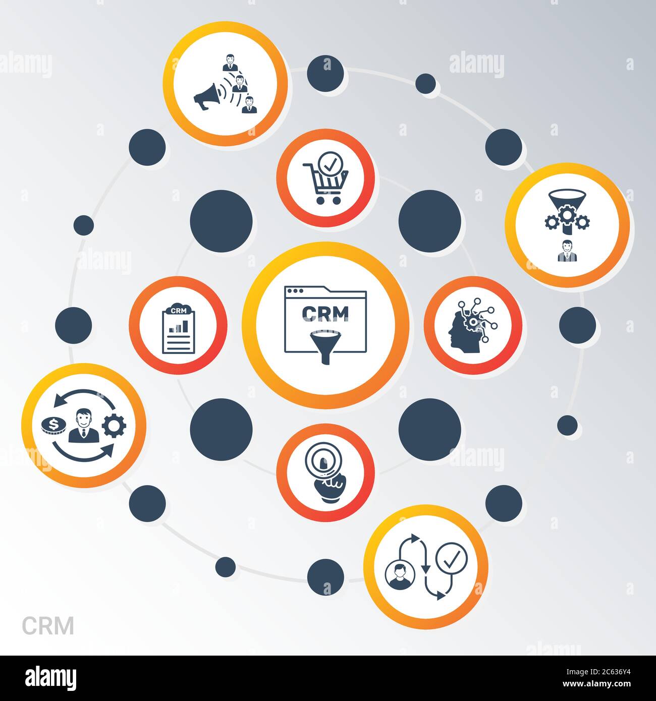 Vektor Infografik Vorlage CRM-Daten Visualisierung. Verschiedene Farben ...
