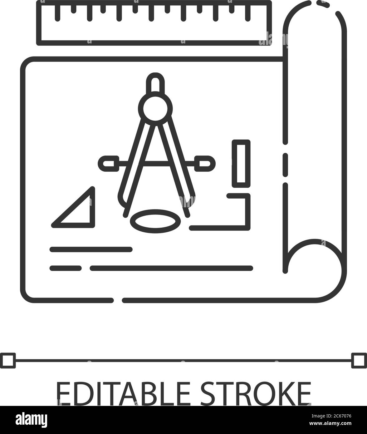 Zeichenpixel perfekte lineare Symbol. Architekturplanung, Projekt dünne ...