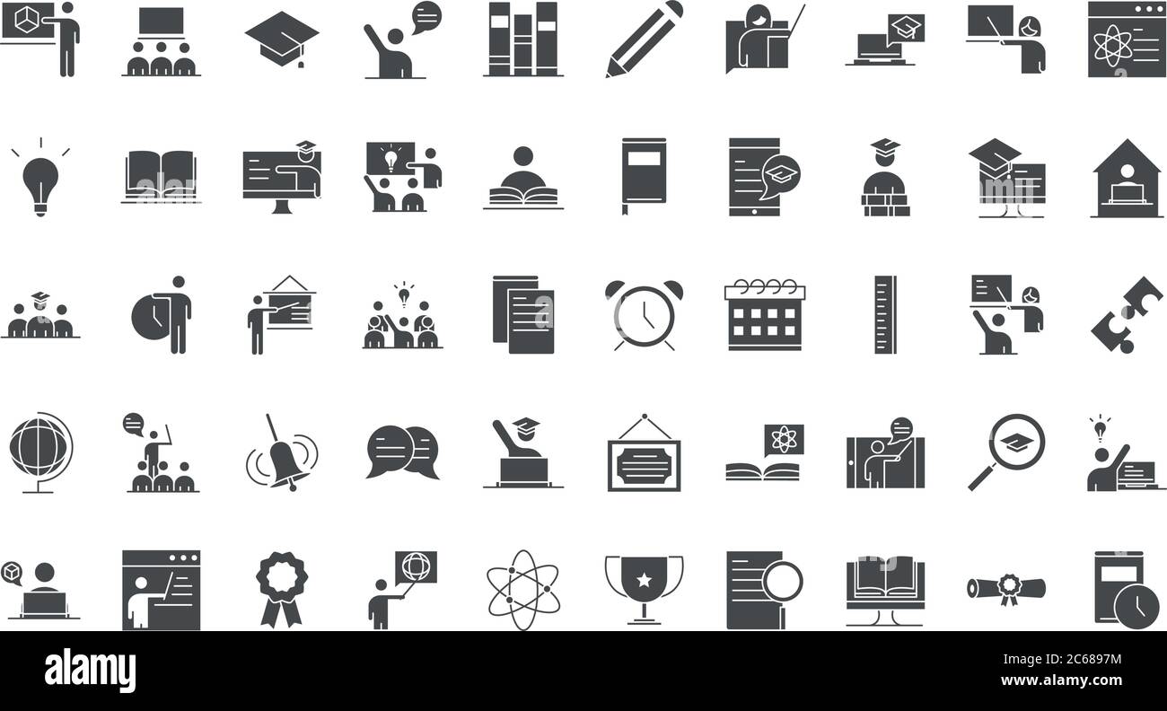 Unterrichten Sie Schule Bildung lernen Wissen und Ausbildung Symbole ...