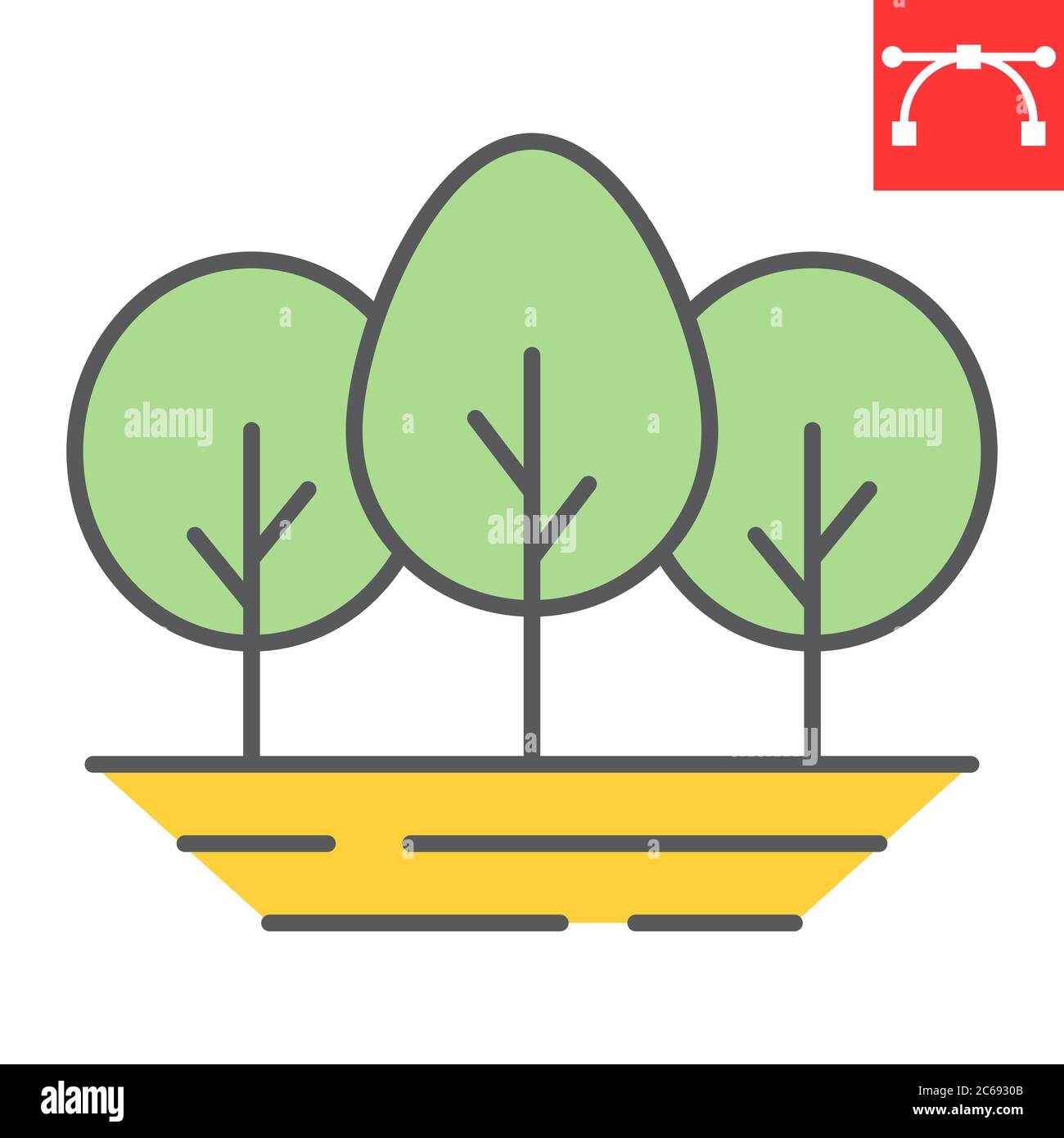 Wald Farbe Linie Symbol, Natur und Ökologie, Baum Zeichen Vektor ...