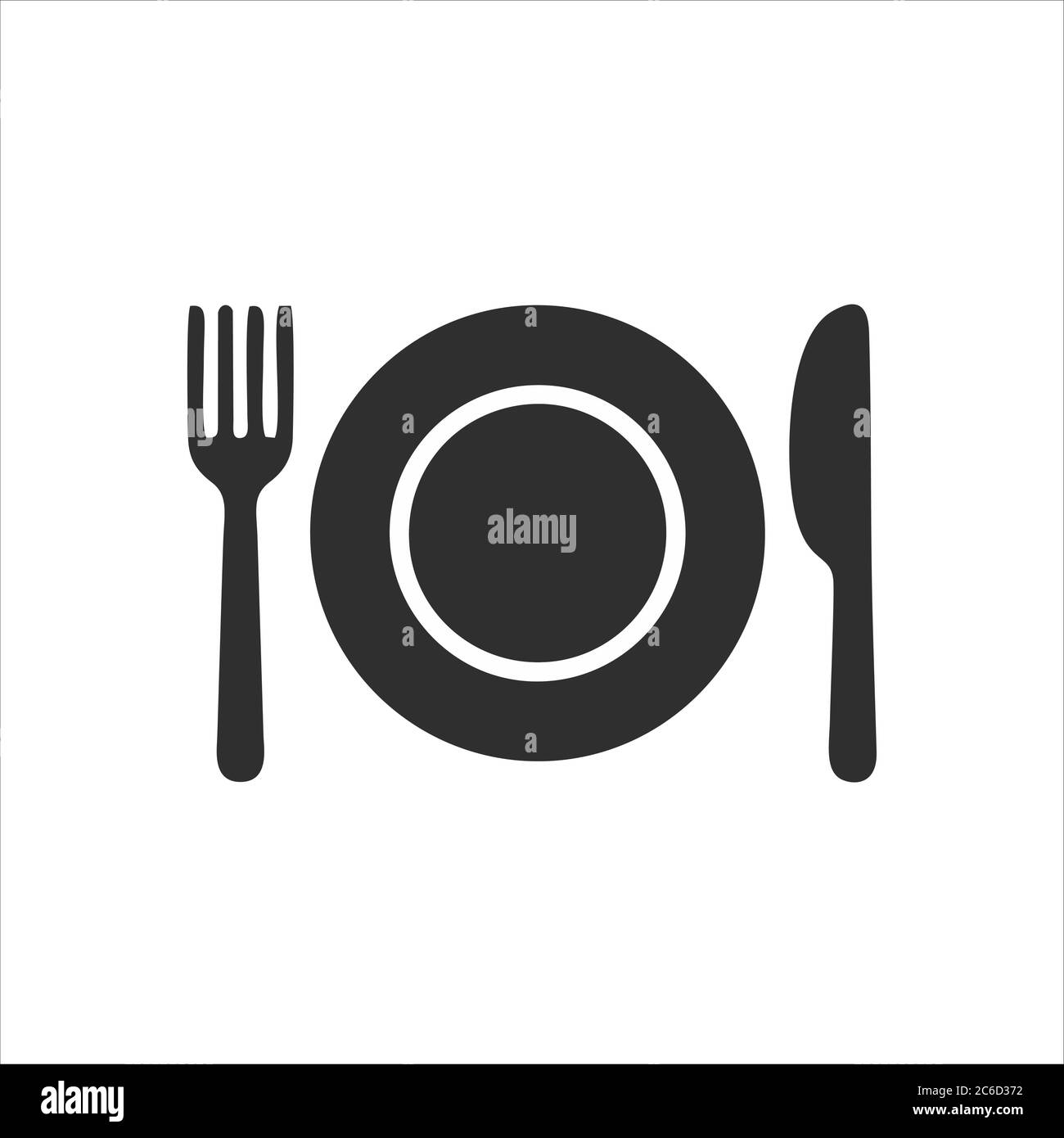 Symbolkonzept für Teller, Gabel und Messer. Teller, Gabel und Messer ...