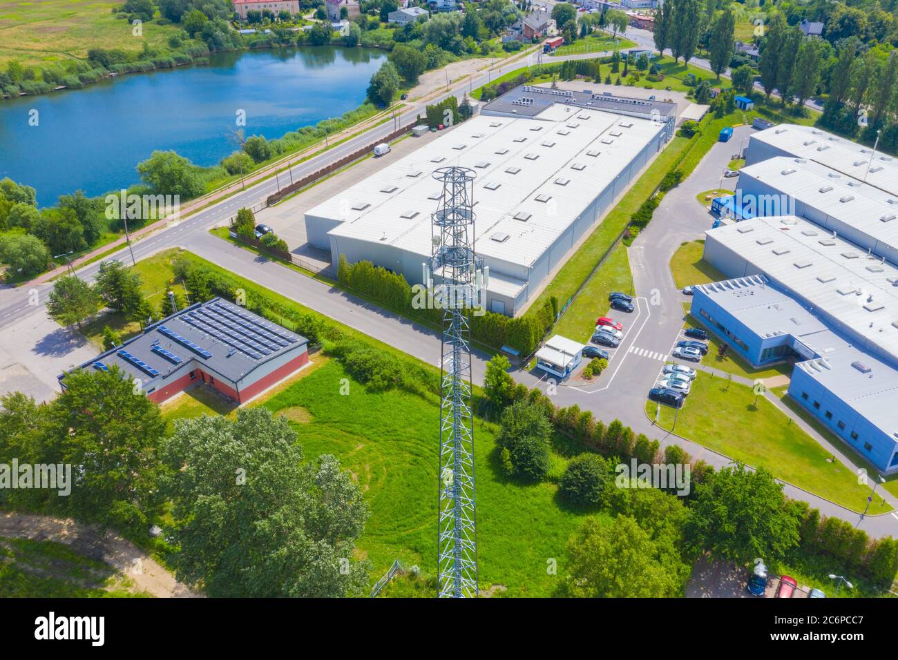 Luftaufnahme von Warenlager. Logistik Zentrum in der industriellen Zone ...