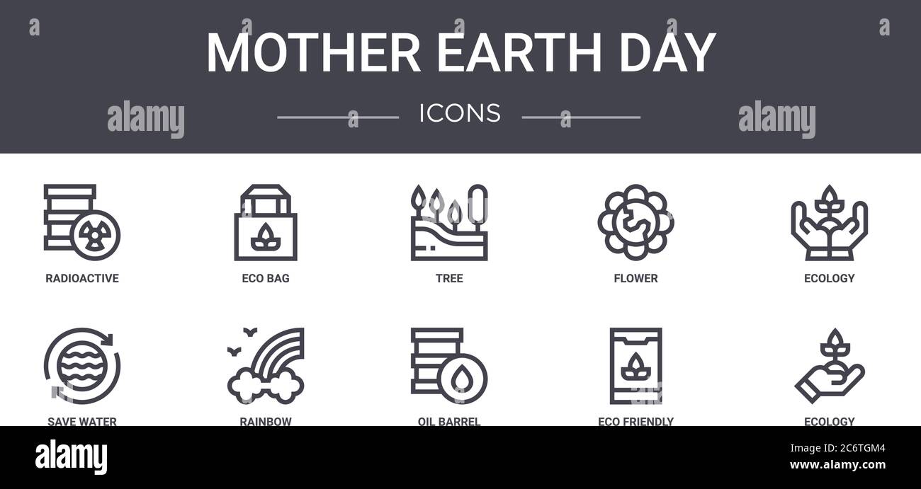 Mutter Erde Tag Konzept Linie Symbole Set. Enthält Symbole für Web ...
