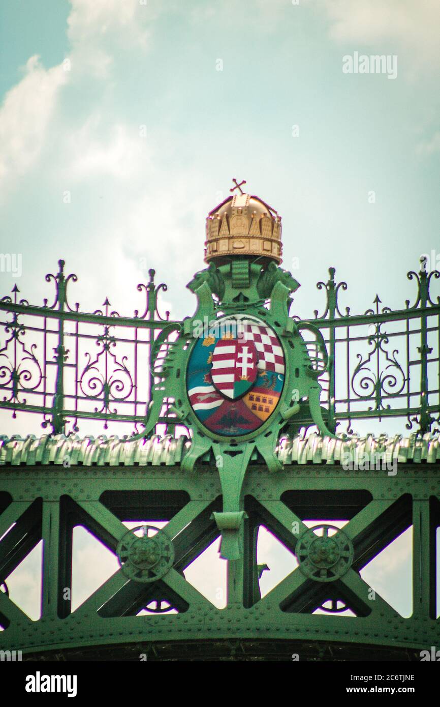Budapest Ungarn 11. juli 2020 Blick auf die Szechenyi Kettenbrücke ist ...