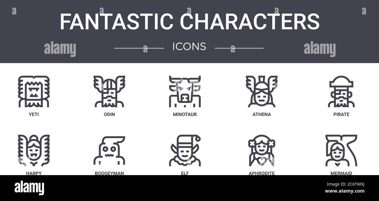 Fantastische Zeichen Konzept Linie Symbole Set Enthält Symbole Für Web Logo Uiux Wie Odin