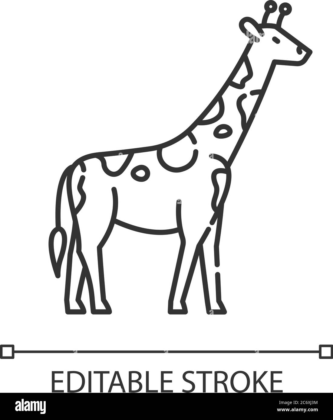 Perfektes lineares Giraffe Pixel-Symbol. Exotisches Tier mit langem ...
