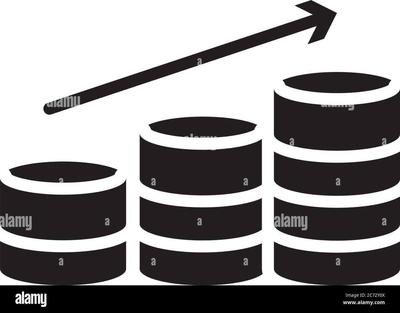 Grafik-Diagramm mit Pfeil nach oben auf weißem Hintergrund, Silhouette Stil, Vektor-Illustration ...