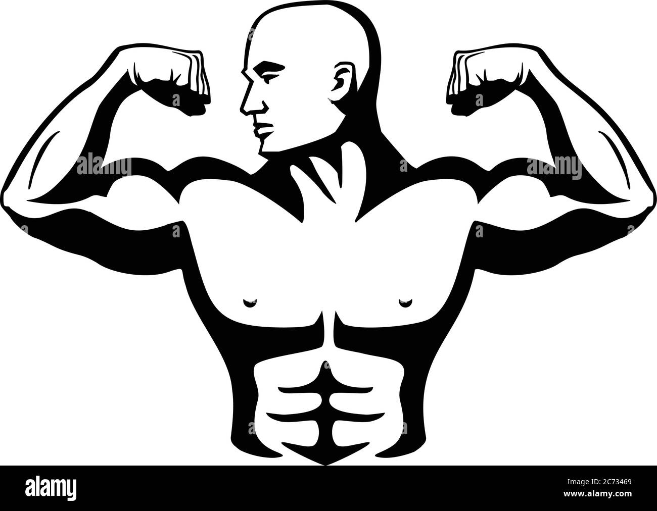 Männliche Bodybuilder Flexing Muskeln Isoliert Vektor Illustration ...
