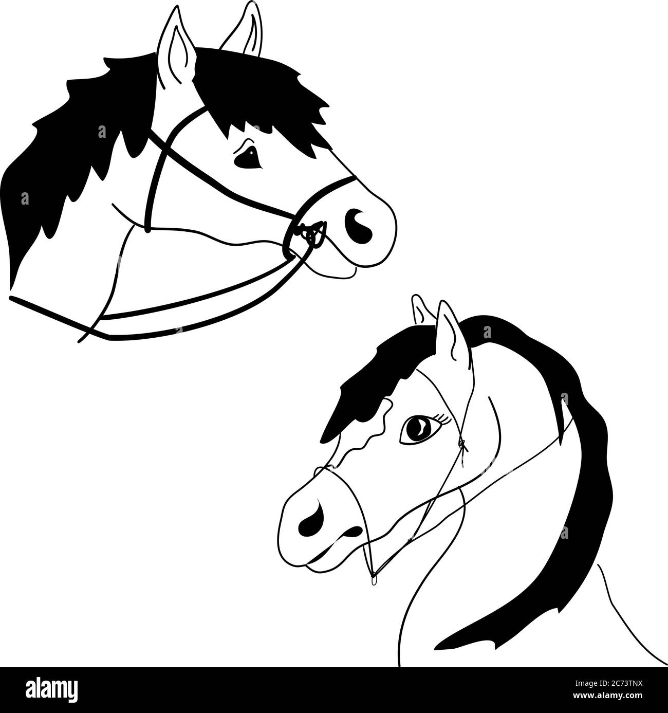 Vektor Umriss lineart Pferde Illustration Stock-Vektorgrafik - Alamy