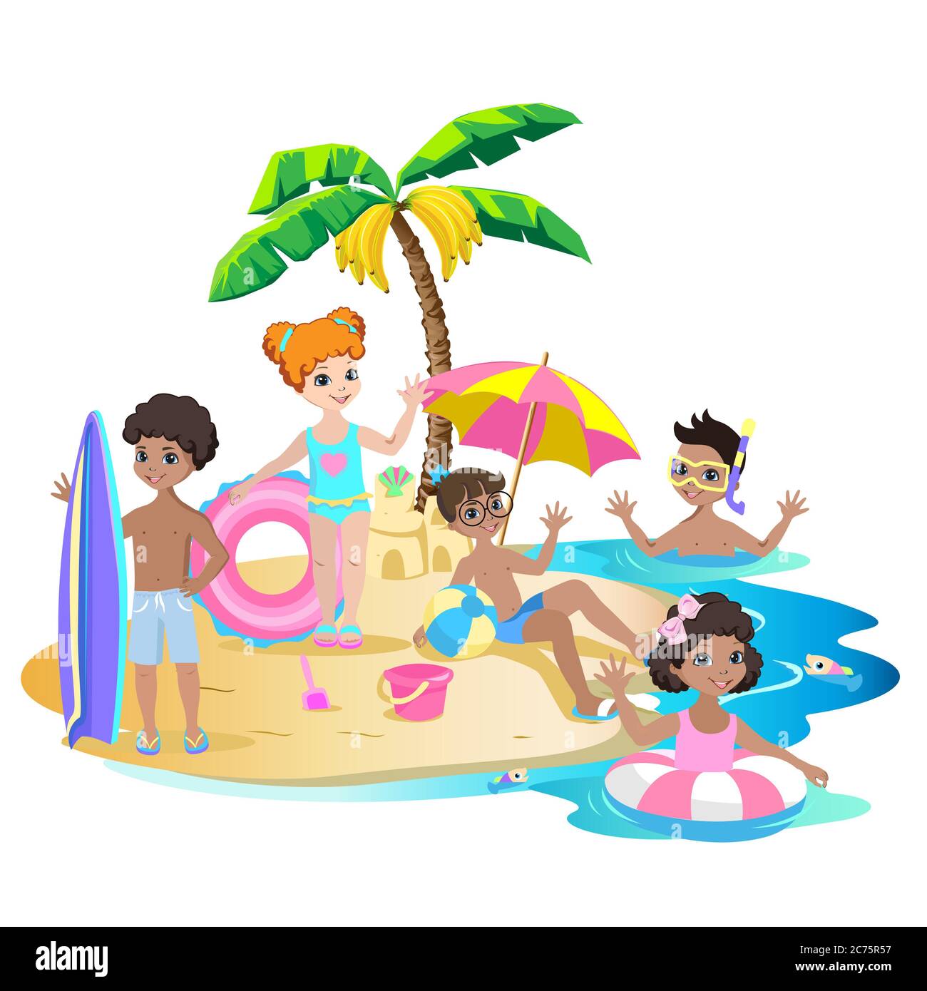 Kinder im urlaub am strand Ausgeschnittene Stockfotos und -bilder ...