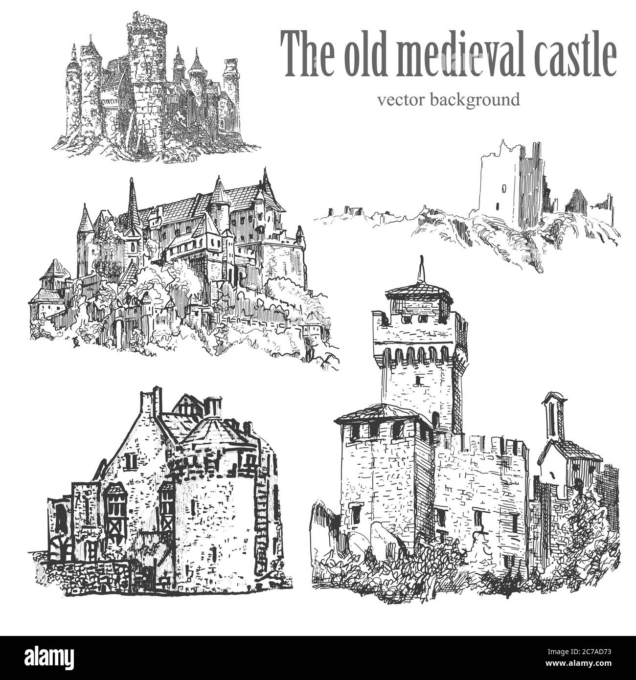 Medieval castle illustration Stock-Vektorgrafiken kaufen - Alamy