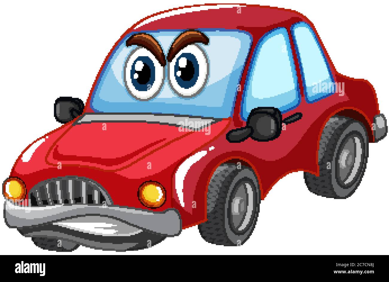 Rotes Auto mit großen Augen Karton Charakter isoliert Illustration ...
