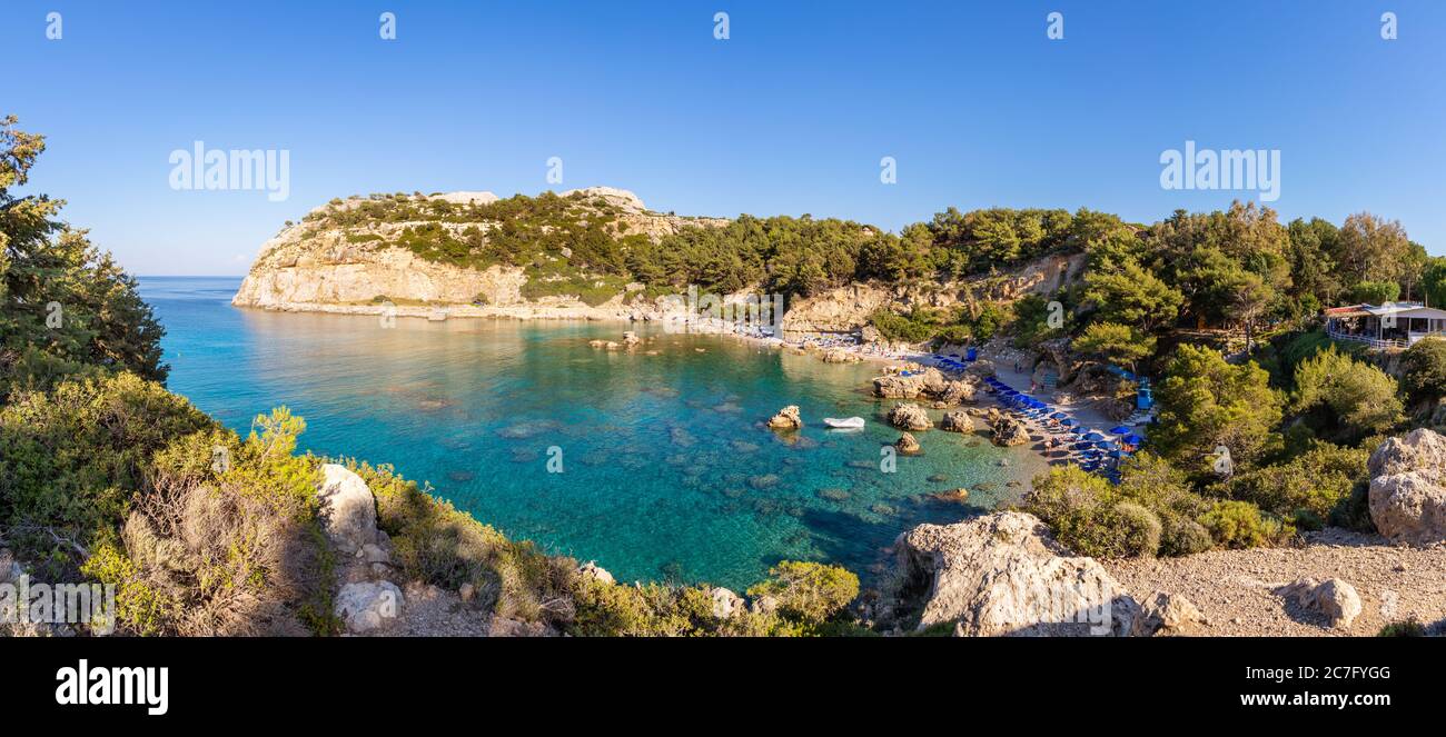 Anthony Quinn Bay, abgelegener Strand auf der Insel Rhodos ...
