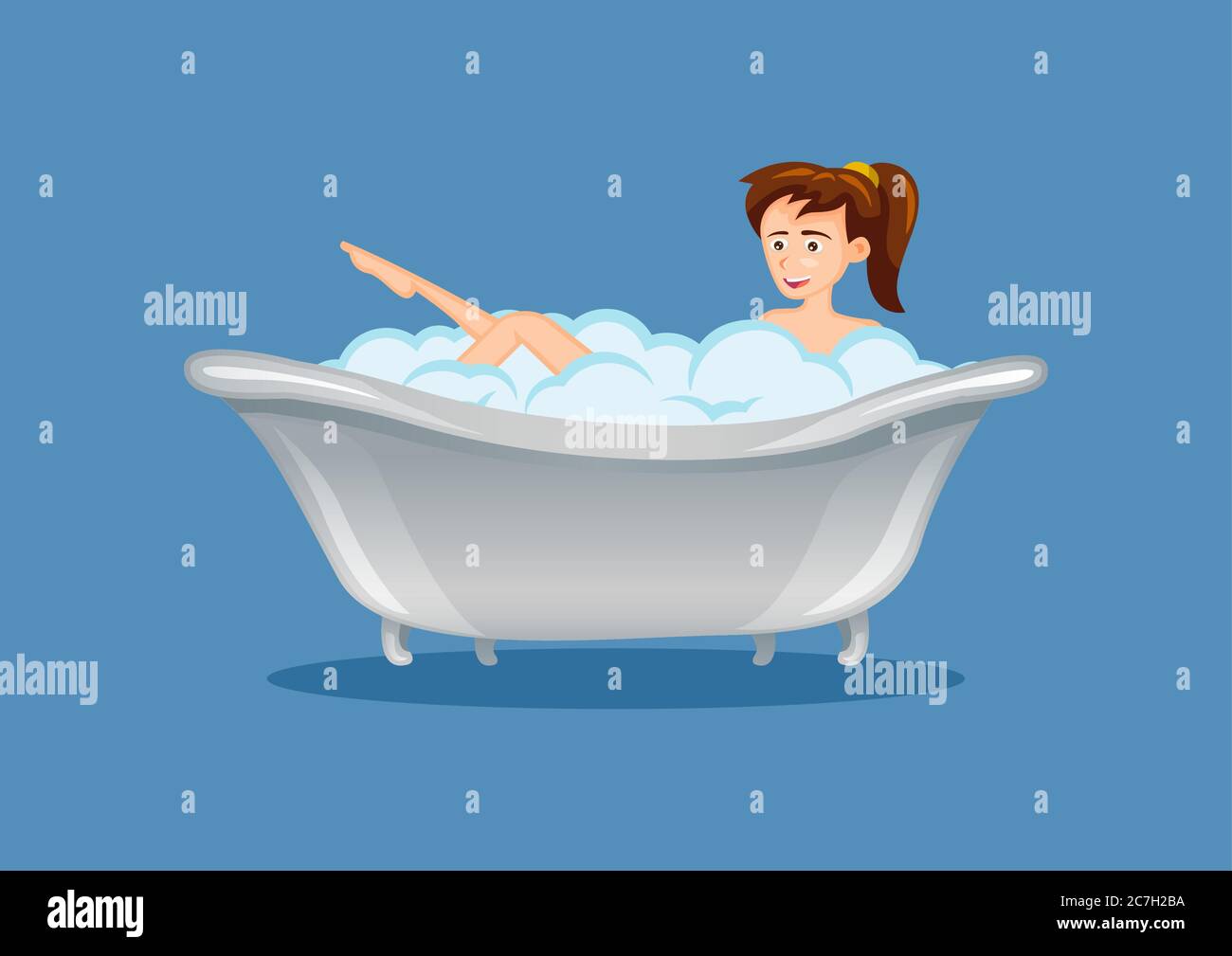 Girl taking bath in tub bathtub Stock-Vektorgrafiken kaufen - Alamy