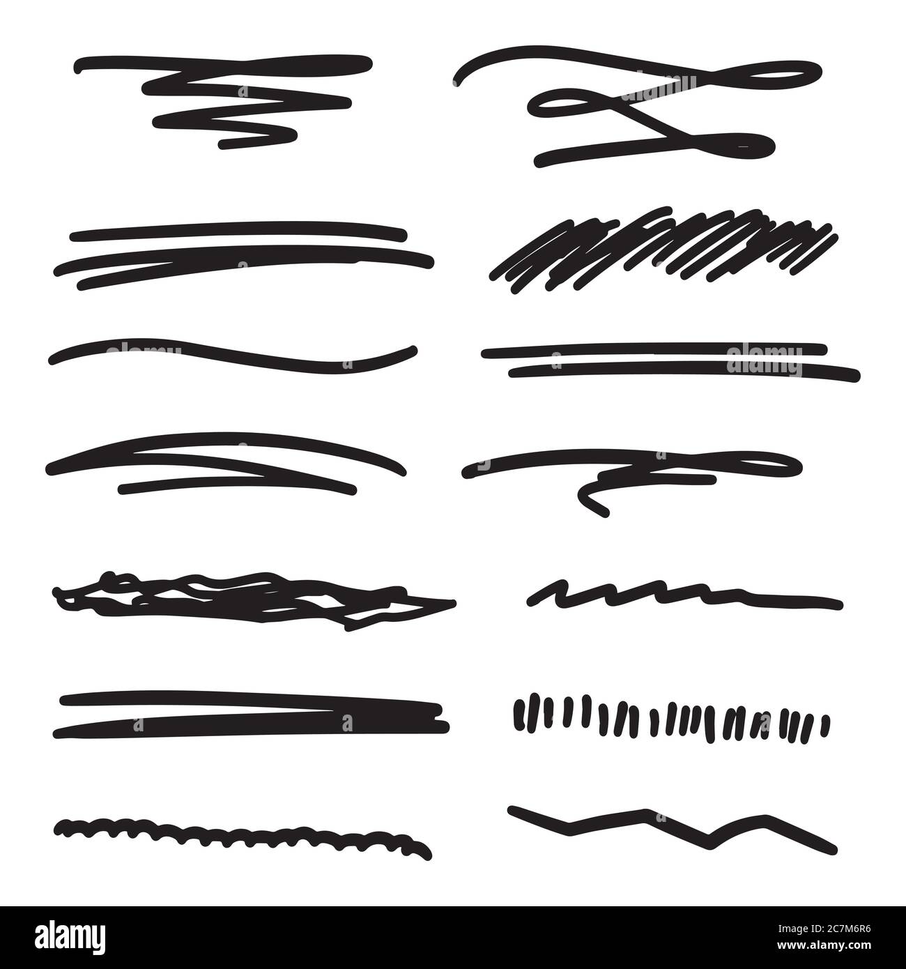 Handmade Collection Set von Unterstrichen in Marker Pinsel Doodle Style ...