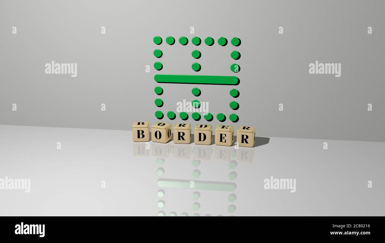 3D-Darstellung der GRENZE mit Symbol an der Wand und Text angeordnet ...