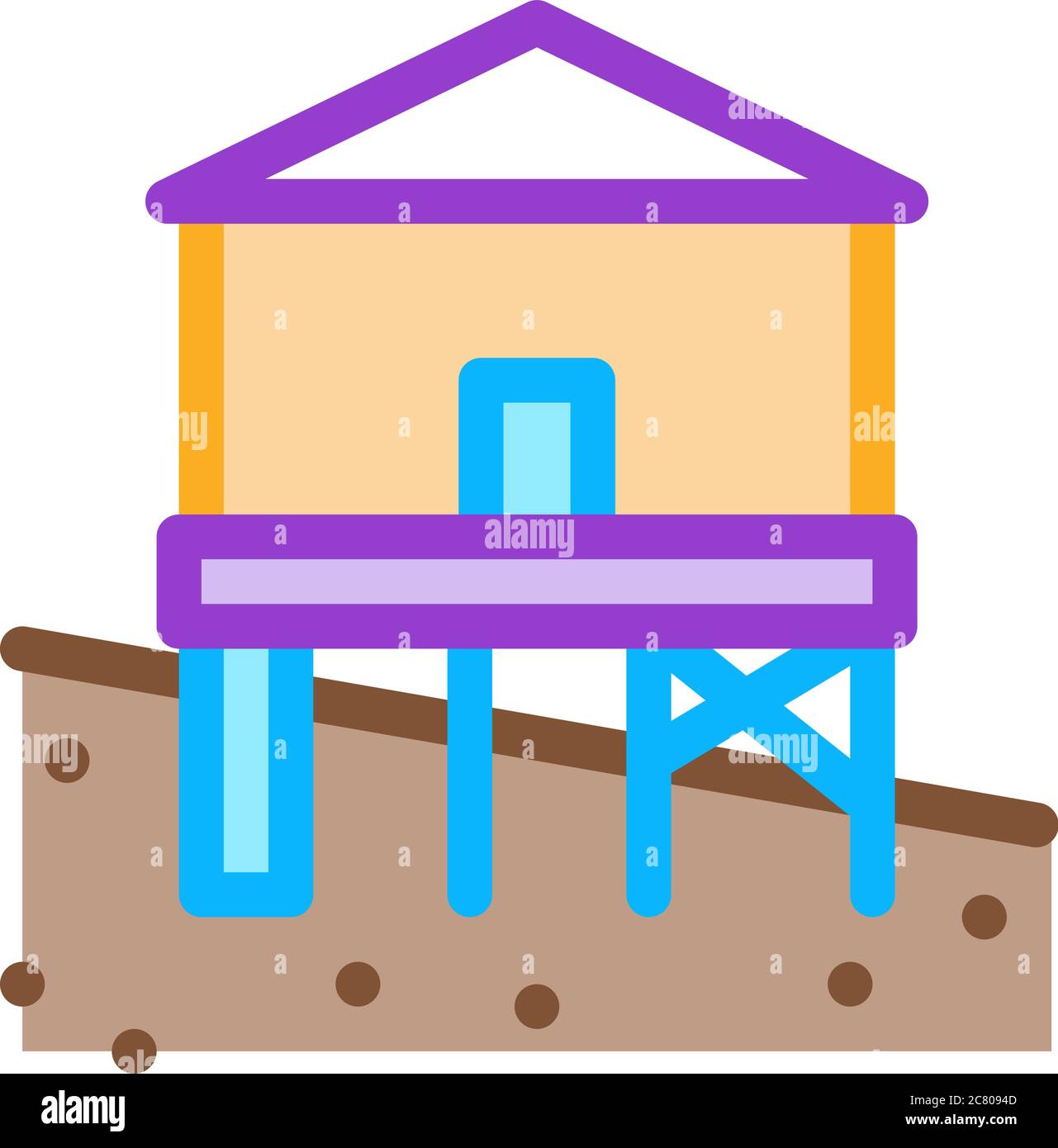 Gemischte Art der gebauten Fundament Symbol Vektor Umriss Illustration ...